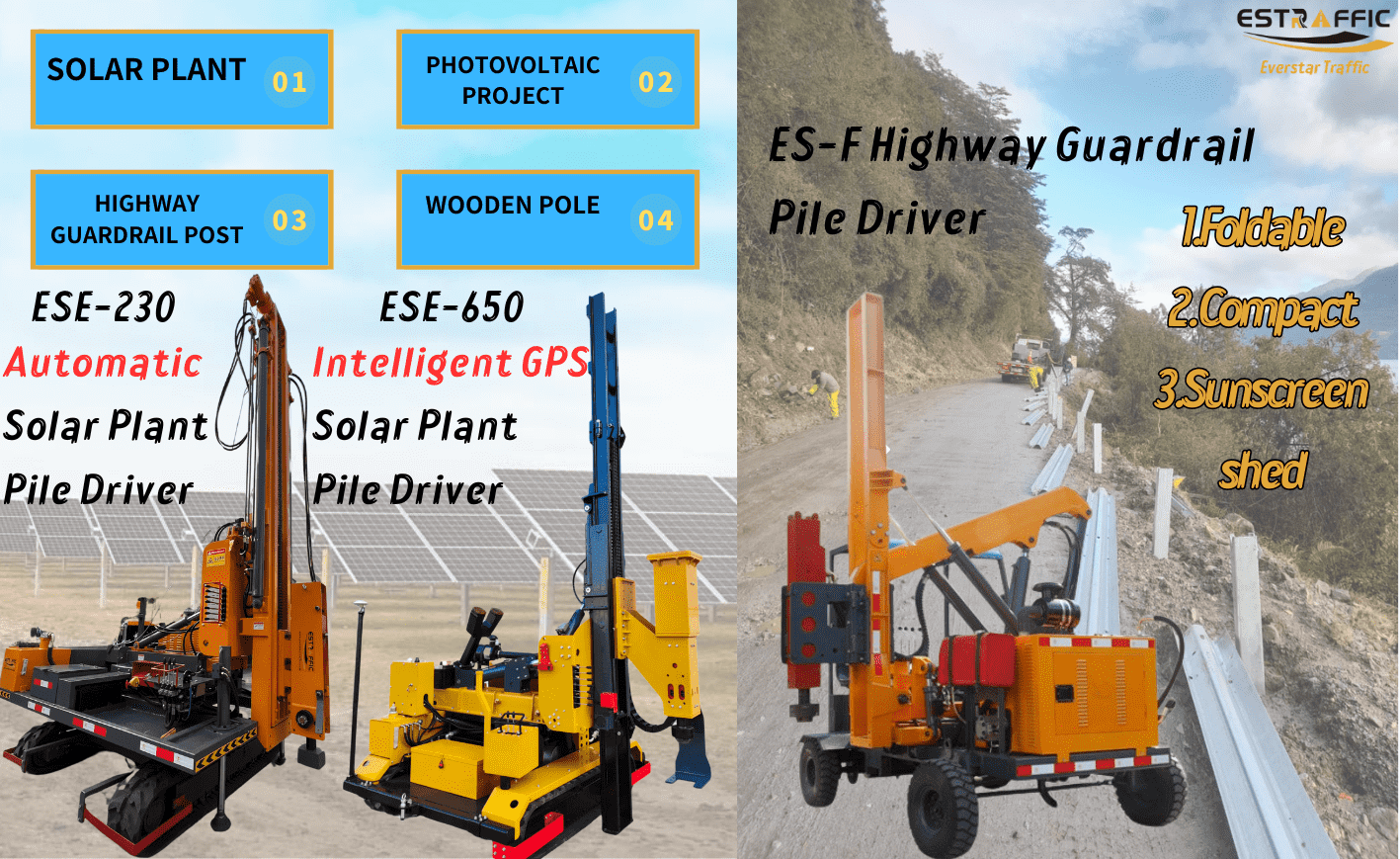 Automatic Crawler Pile Driver Machine ESE-230 - Estraffic Pile Driver ...
